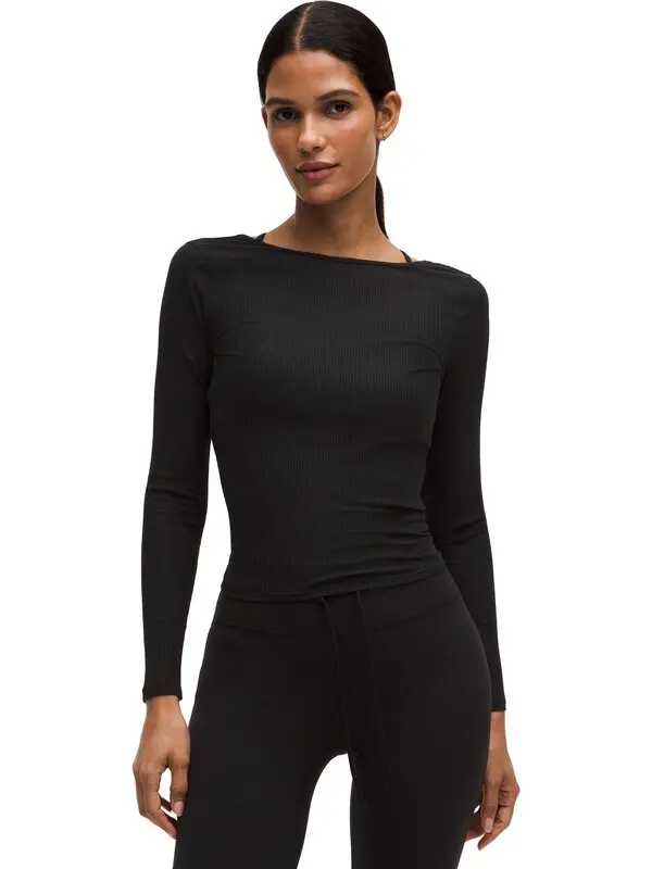 Lululemon Ribbed Scoop-back Long-sleeve Shirt - Black