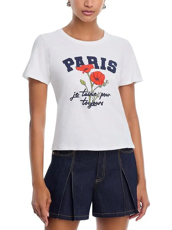 Cinq À Sept Paris Poppies Shrunken Tee - White Multi