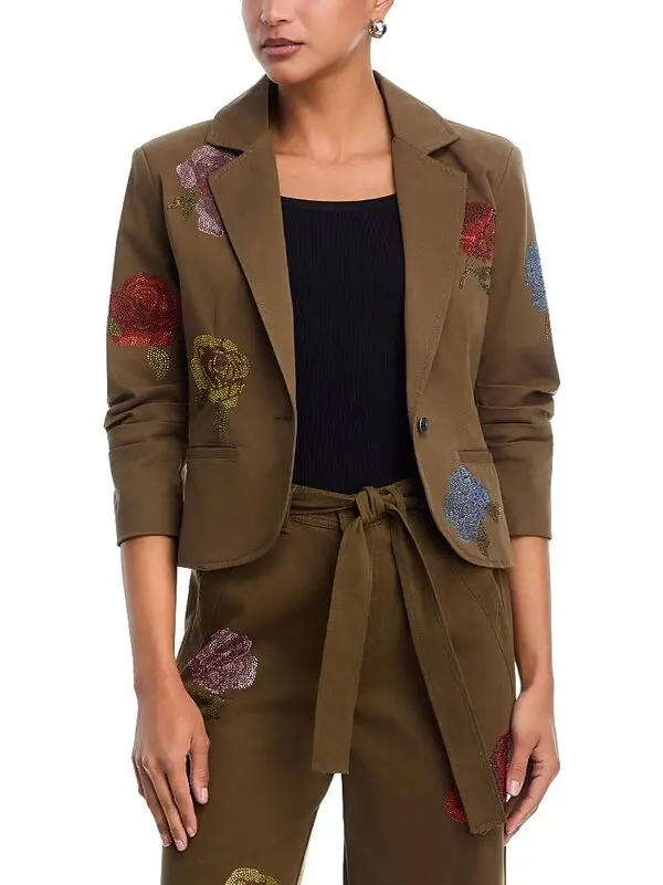 Cinq À Sept Heatset Roses Le Petit Khloe Blazer - Dark Olive Multi