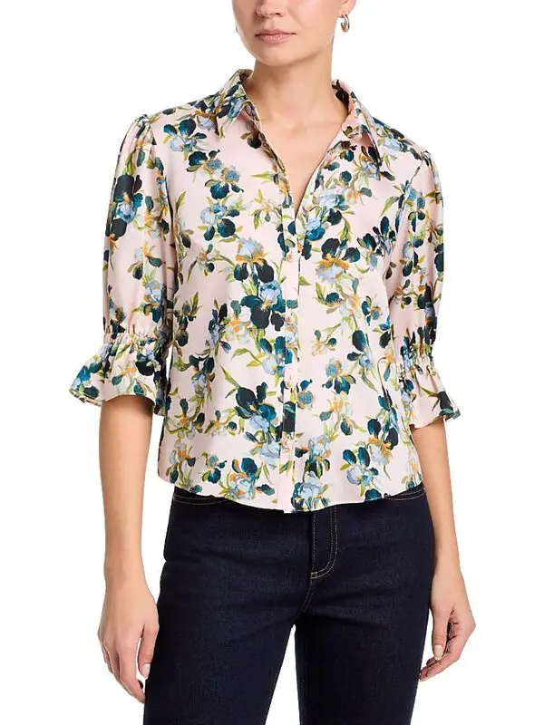 Cinq À Sept Fiona Trailing Iris Top - Rosy Cloud Multi
