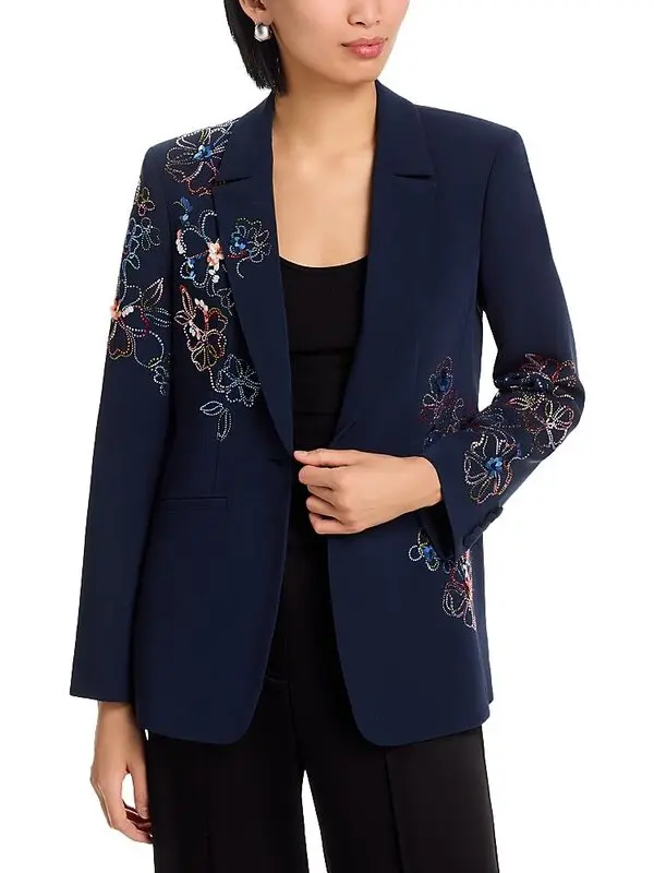 Cinq À Sept Karlie Blooming Linework Blazer - Navy Multi