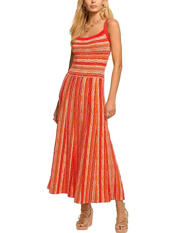 Ramy Brook Madelyne Stripe Dress - Crimson Combo Stripe