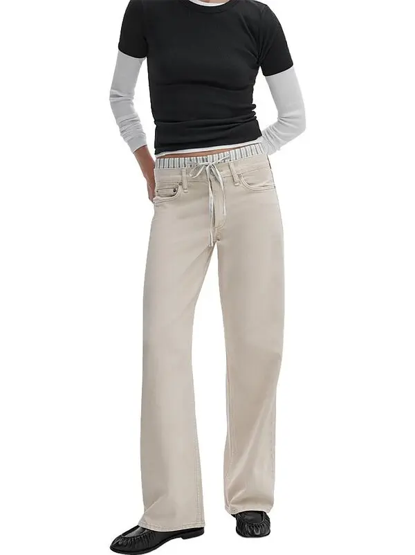 Rag & Bone Saige Boxer Trim Straight Leg Jeans - Sand Stripe