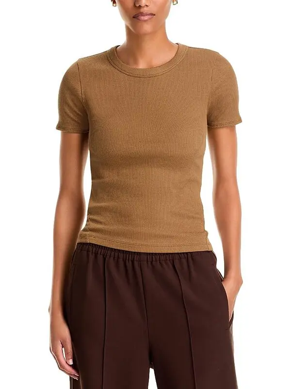 Rag & Bone Ribbed Crewneck T-shirt - Walnut