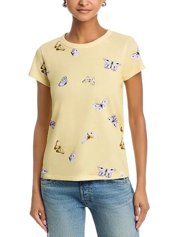 Rag & Bone All Over Tammy Butterfly Tee - Butter Multi