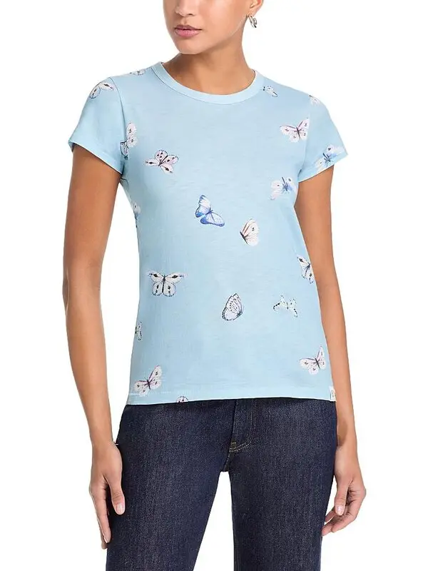 Rag & Bone All Over Tammy Butterfly Tee - Light Blue Multi