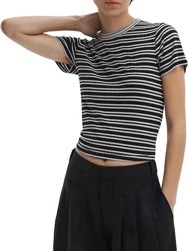 Rag & Bone Luca Stripe Contrast Tee - Ivory Black Multi