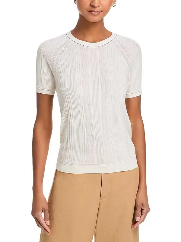 Rag & Bone Teresa Rib Short Sleeve Tee - Ivory