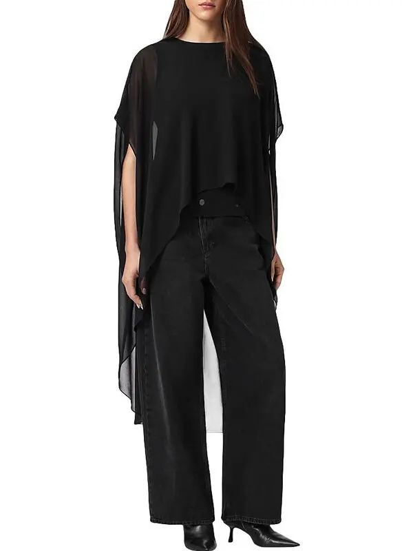 ALLSAINTS Sheer Layered Top - Black