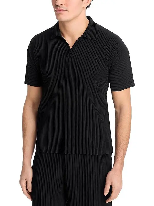 Issey Miyake Basics Ribbed Polo Shirt - Black