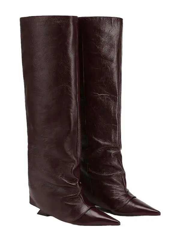 NAKED WOLFE Stated Leather Boots - Red