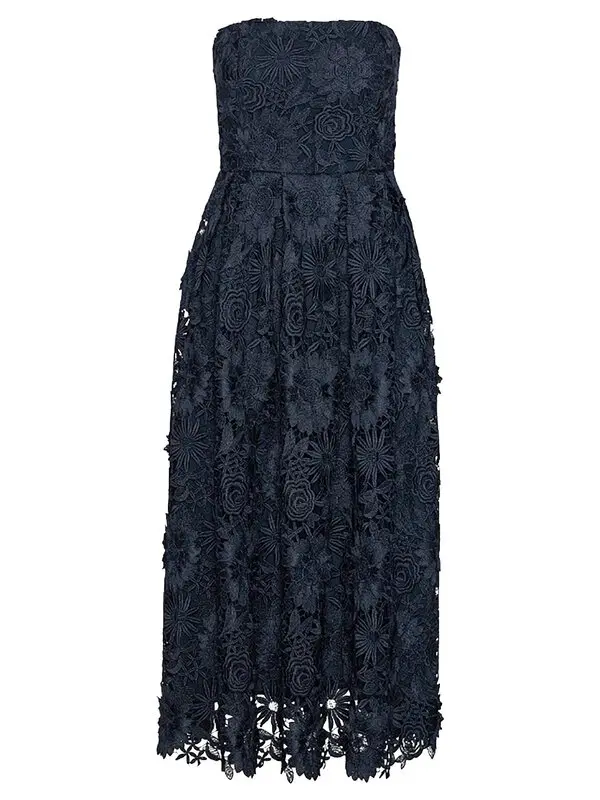 ROTATE BY BIRGER CHRISTENSEN 3d Lace Midi Dress - Blue