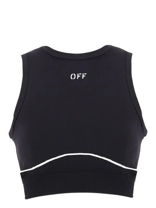 Off-White Sleeveless Top With Logo - Black
