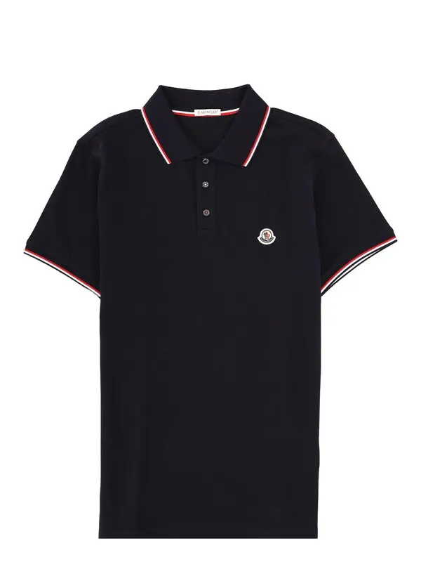 Moncler Polo With Logo - Blue