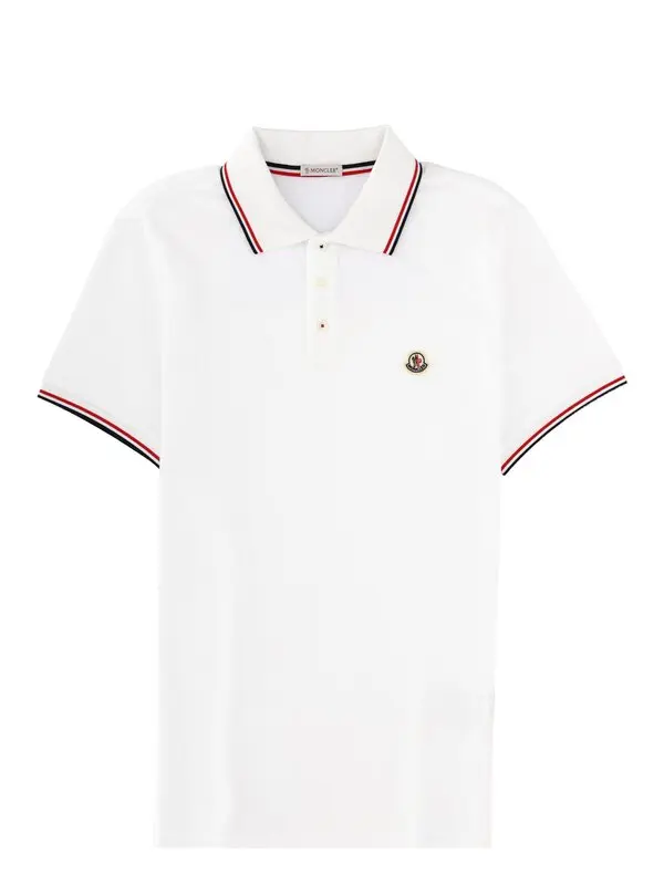 Moncler Polo With Logo Patch - White