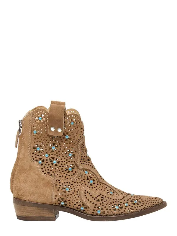 DOLCEVITA Oakly Perforated Suede Booties - Mushroom Suede