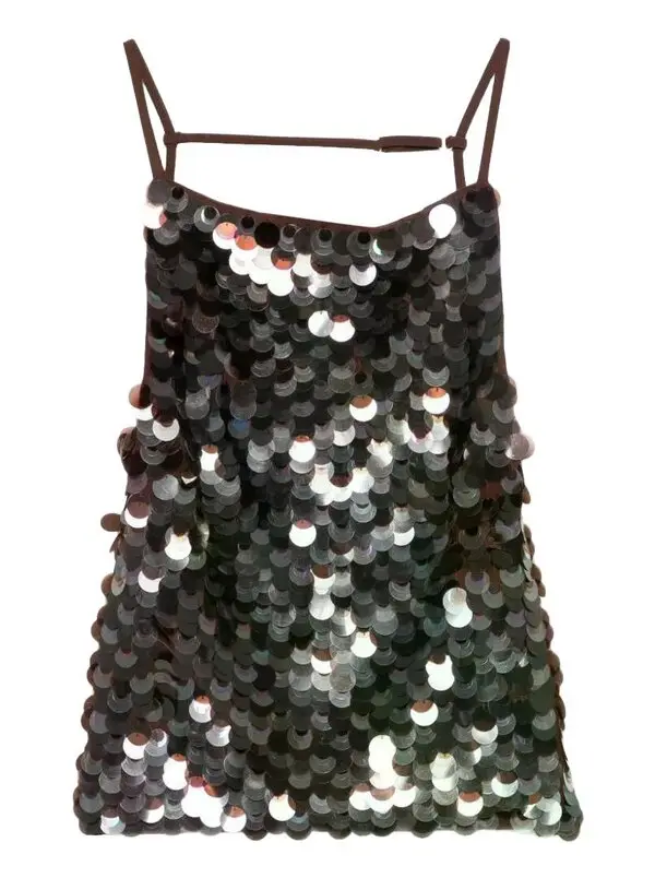 P.a.r.o.s.h Sequin Straps Top - Brown