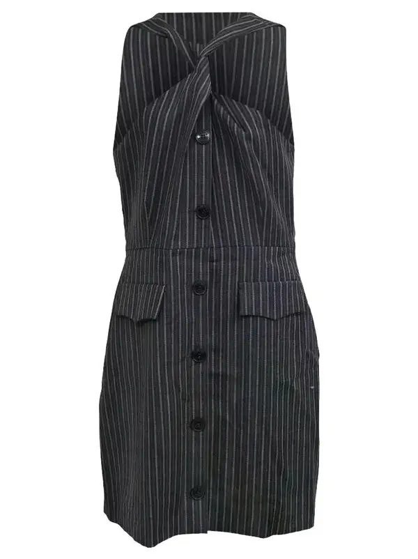 GANNI Twist-front Jacquard Mini Dress - Grey