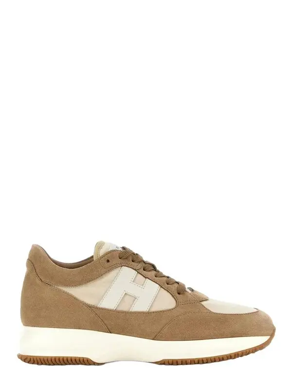 Hogan Suede And Fabric Sneakers - Beige