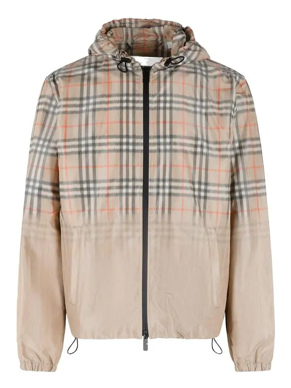 Burberry Hooded Jacket And 'check' Shaded Sand - Beige