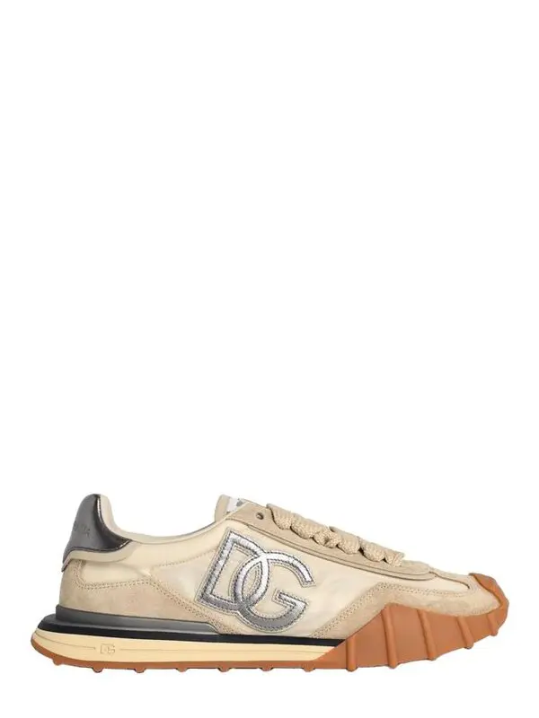 Dolce & Gabbana Leather Blend Sneakers - Beige