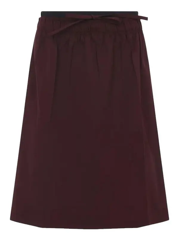 Prada Drawstring Poplin Midi Skirt - Red