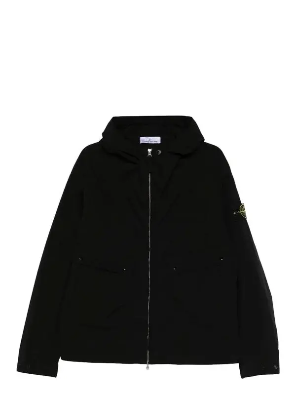 Stone Island Lightweight Canvas Hooded Jacket - Black