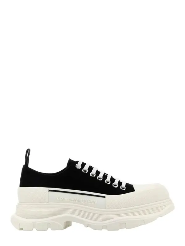 Alexander McQueen Tread Slick Canvas Lace Up Sneakers Shoes - Black