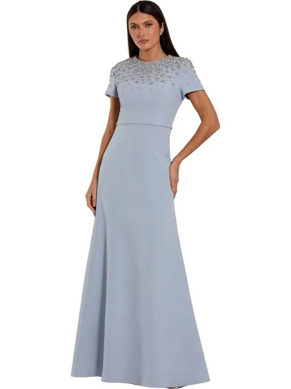 Mac Duggal Rhinestone-embellished Crepe Gown - Powder Blue
