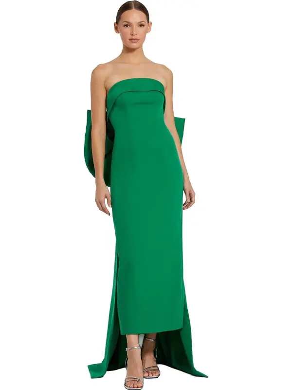 Mac Duggal Strapless Crepe Sheath Dress With Bow - Green