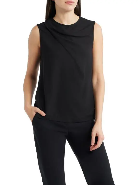 Anne Klein Asymmetric Sleeveless Cowl Neck Top - Anne Black