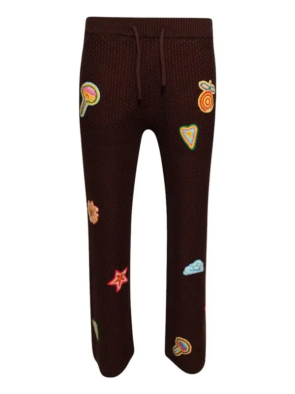 Casablanca Crochet Patch Trousers - Brown