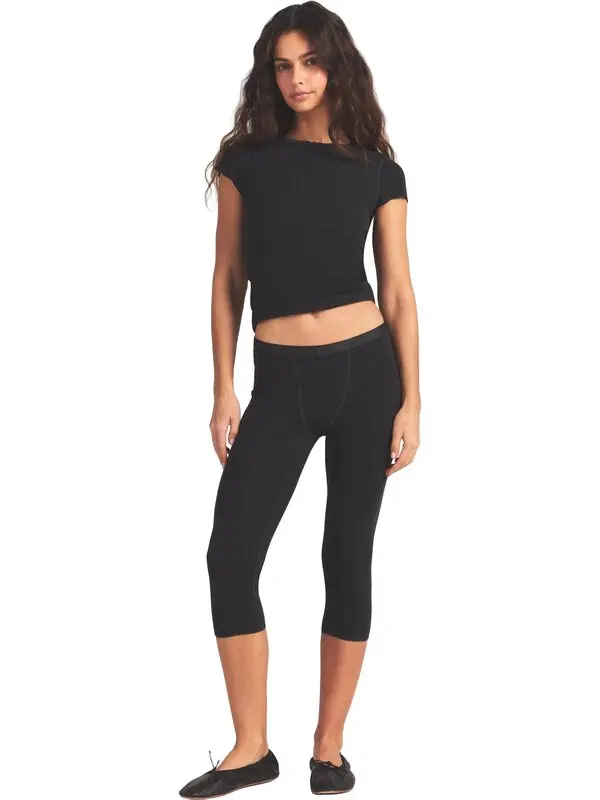 SKIMS Logo Pointelle Capri - Soot