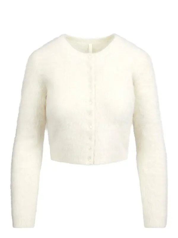SKIMS Long Sleeve Brushed Alpaca Cardigan - Egret