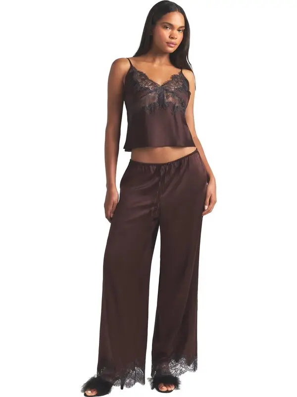 SKIMS Silk Lace Straight Leg Pant - Espresso Contrast