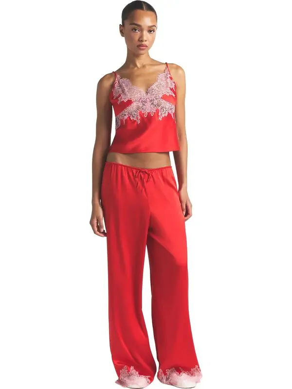 SKIMS Silk Lace Straight Leg Pant - Ruby Contrast