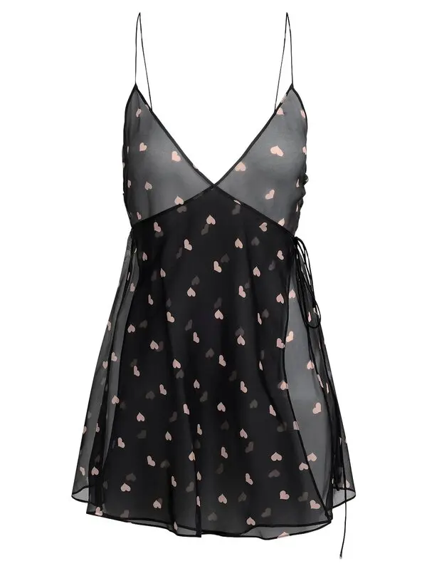 SKIMS Romance Wrap Mini Slip Dress - Obsidian Hearts