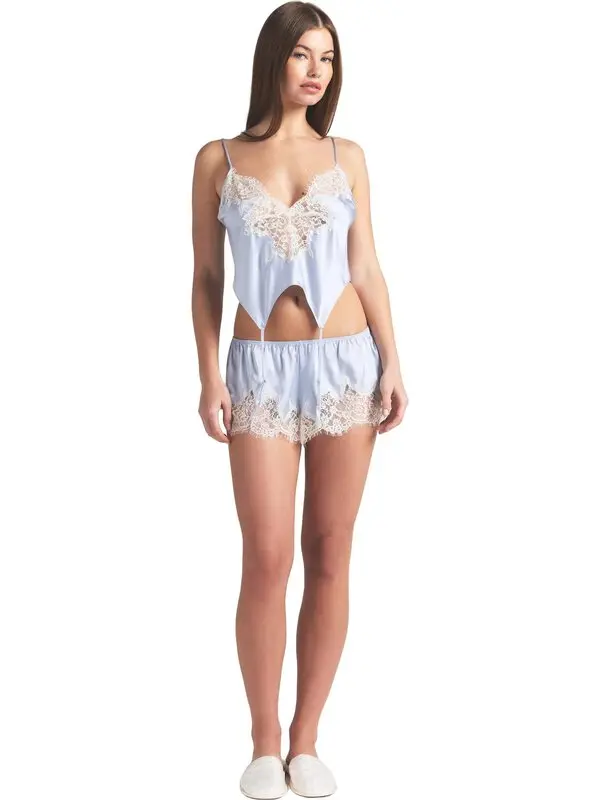 SKIMS Silk Lace Garter Cami And Short Set - Periwinkle Contrast