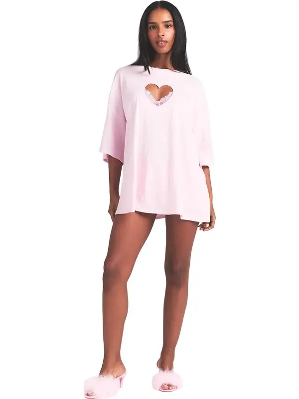 SKIMS Heart Oversized T-shirt - Baby Pink
