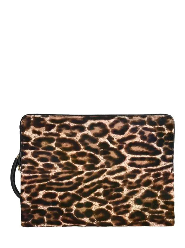 LANVIN Leopard-print Zipped Clutch - Brown