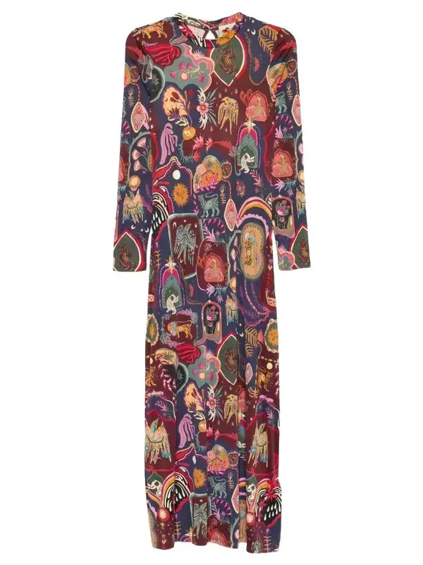 Farm Rio Long-sleeve Printed Maxi Dress - Purple