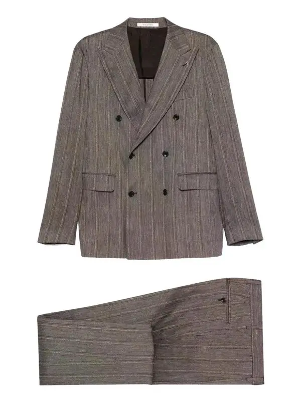 Tagliatore Double-breasted Striped-pattern Suit - Grey