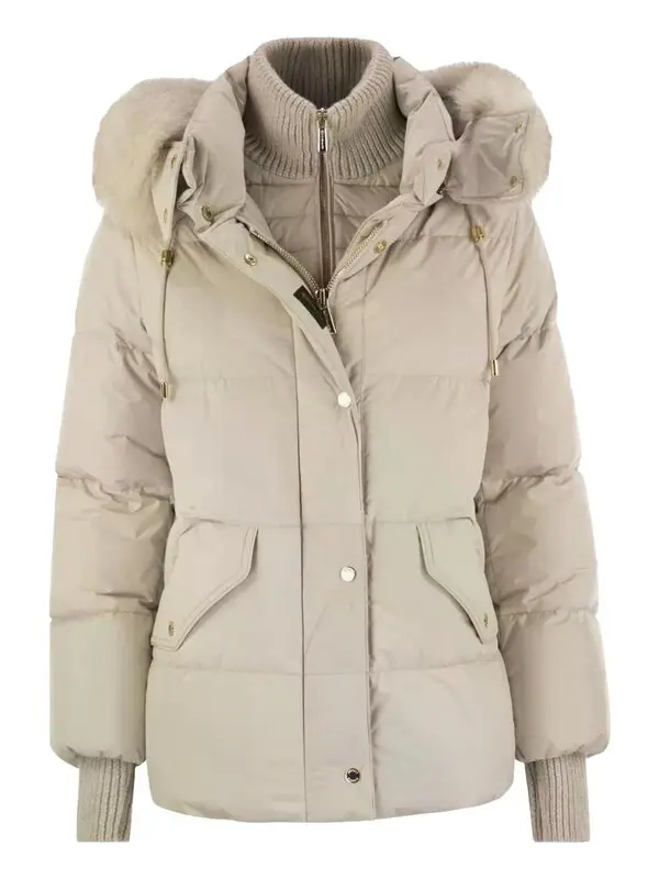 MOORER Hooded Quilted Jacket - Neutrals