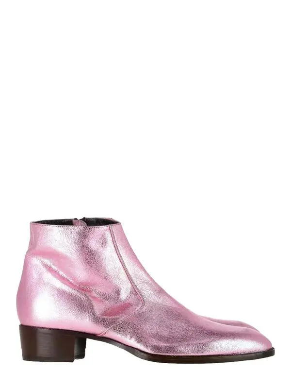 Saint Laurent Almond-toe Ankle Boots - Pink