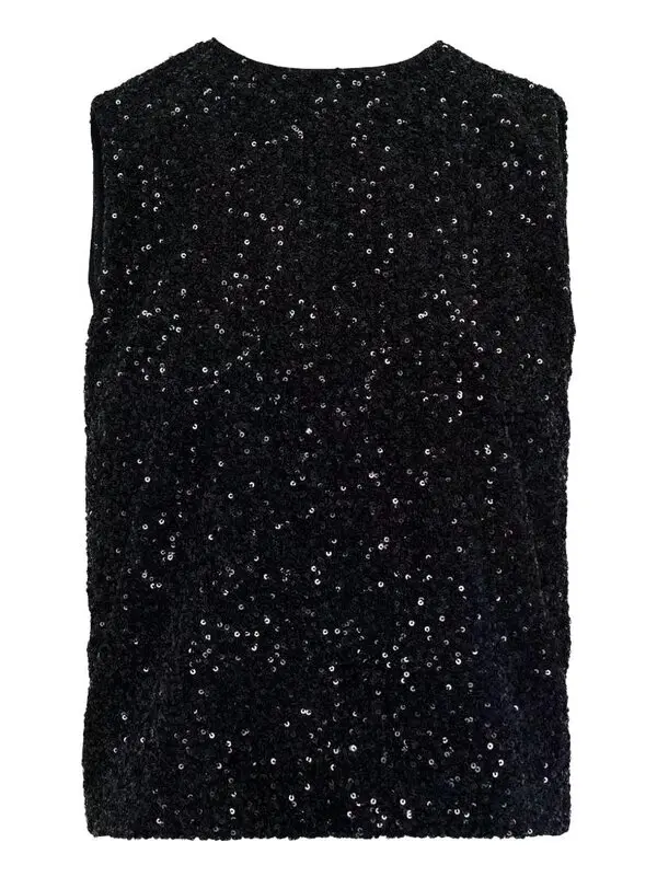 N°21 Sequined Sleeveless Top - Black