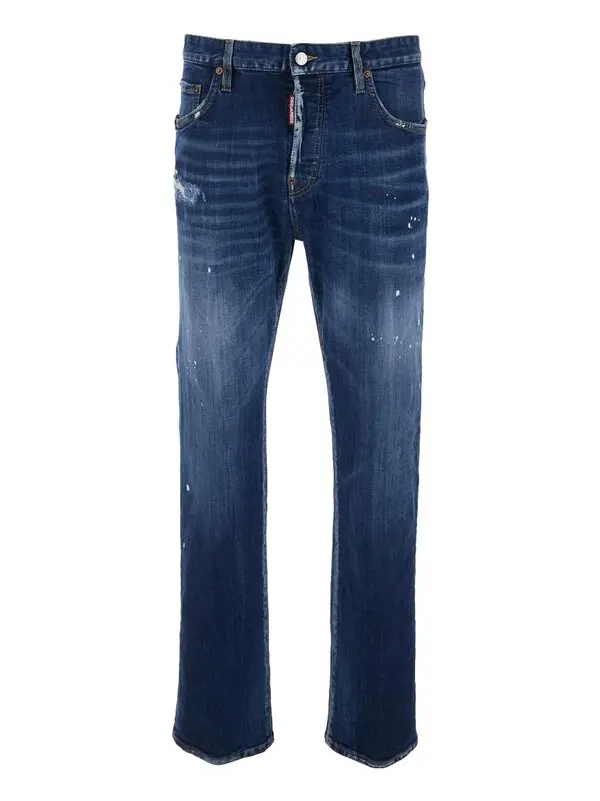 Dsquared2 Straight Fit Jeans With Details - Blue