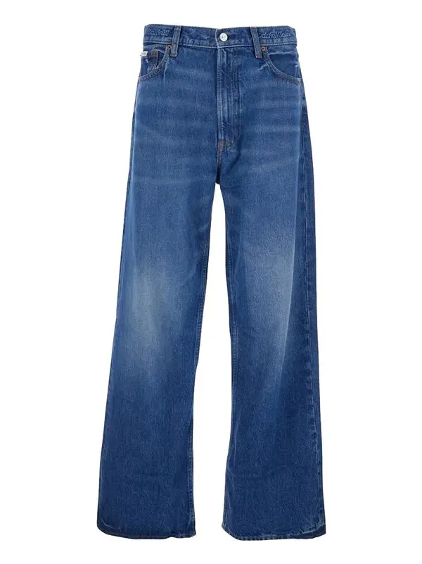 Calvin Klein Jeans With Wide Leg And Logo Patch On The Rear In Denim - Blue