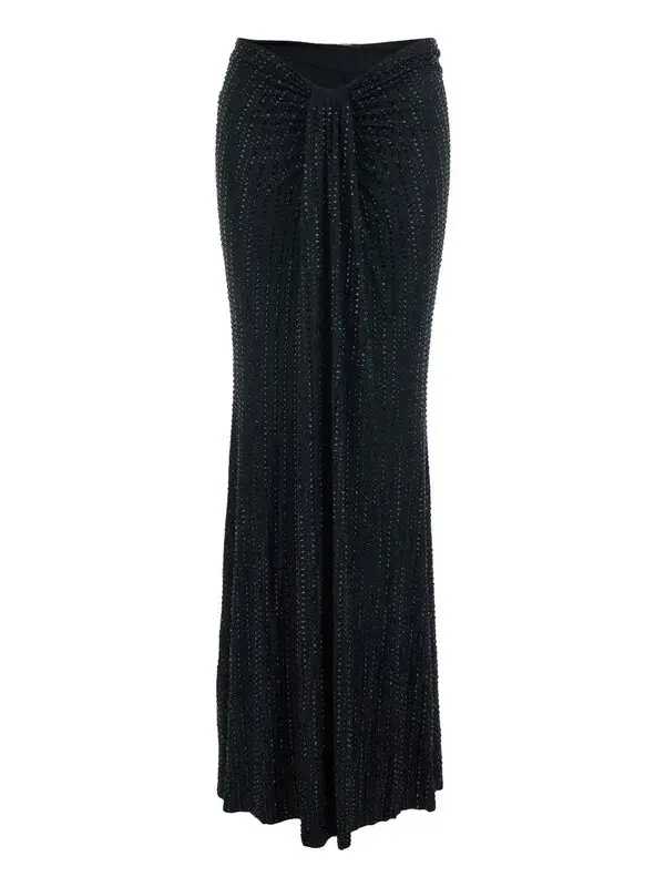 VENUJA Skirt With Rhinestone Pinstripe Embellishments - Black