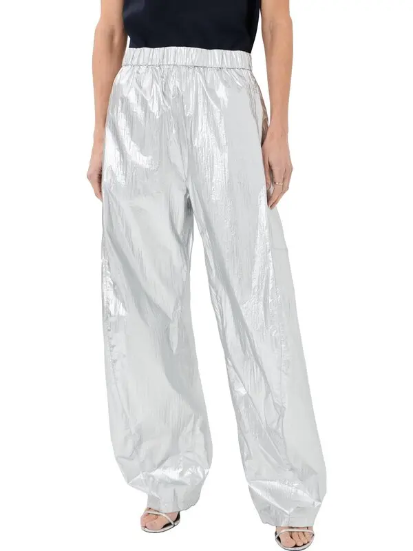 Tibi Metallic Winslow Petite Pants - Silver