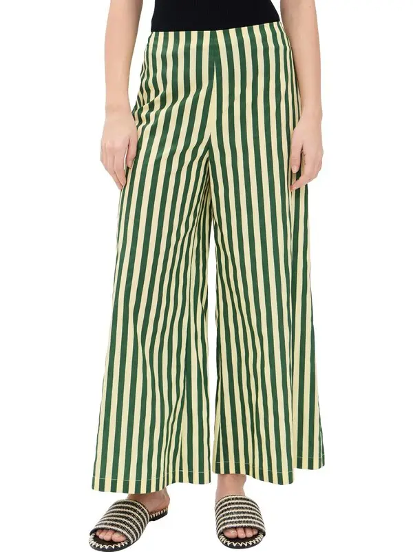 SIMONMILLER Toni Poplin Pants - Gummy Green/ecru